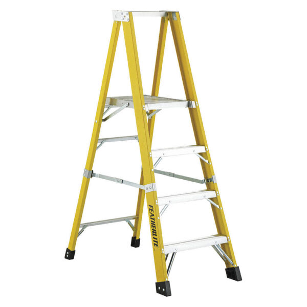 FeatherLite 6506 6ft Fibreglass Platform Ladder - Yellow & Aluminum ...