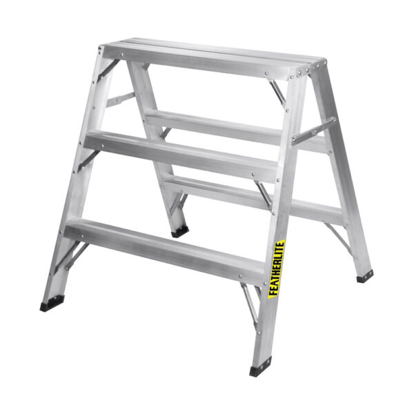 Featherlite 3703 3' Aluminum Sawhorse Step Ladder - Preston Hardware