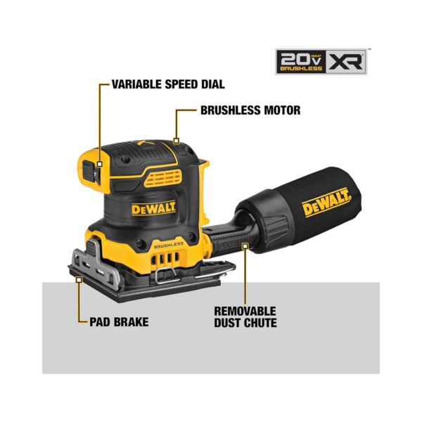 DeWalt DCW200B 1/4" 20V MAX XR Variable Speed Palm Sander - Tool Only ...