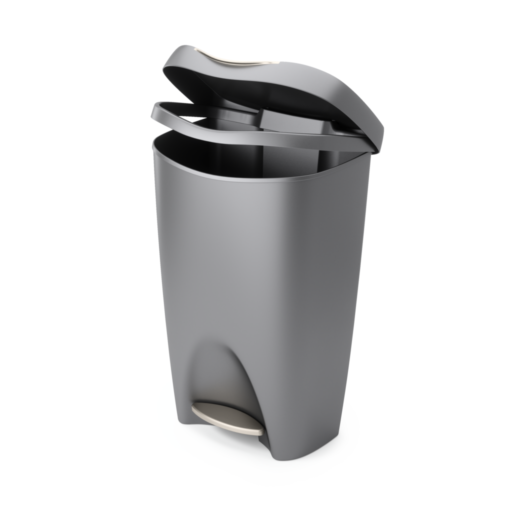 Umbra 084200-410 50 L Brim Trash Can with Lid - Nickel - Preston Hardware
