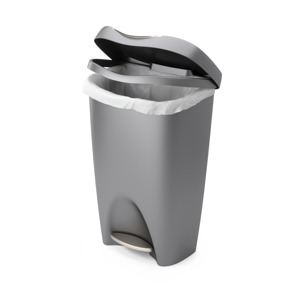 Umbra 084200-410 50 L Brim Trash Can with Lid - Nickel - Preston Hardware