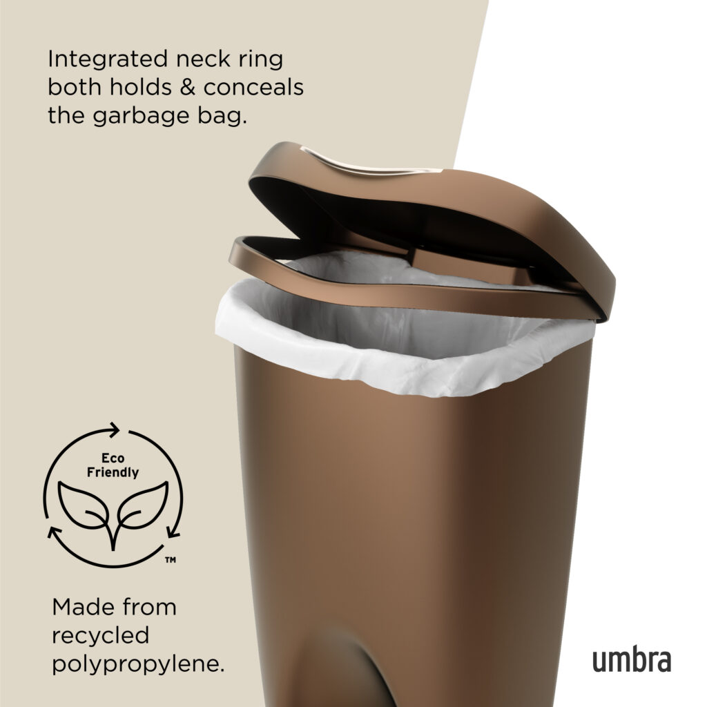 Umbra 084200-125 50 L Brim Trash Can with Lid - Bronze - Preston Hardware