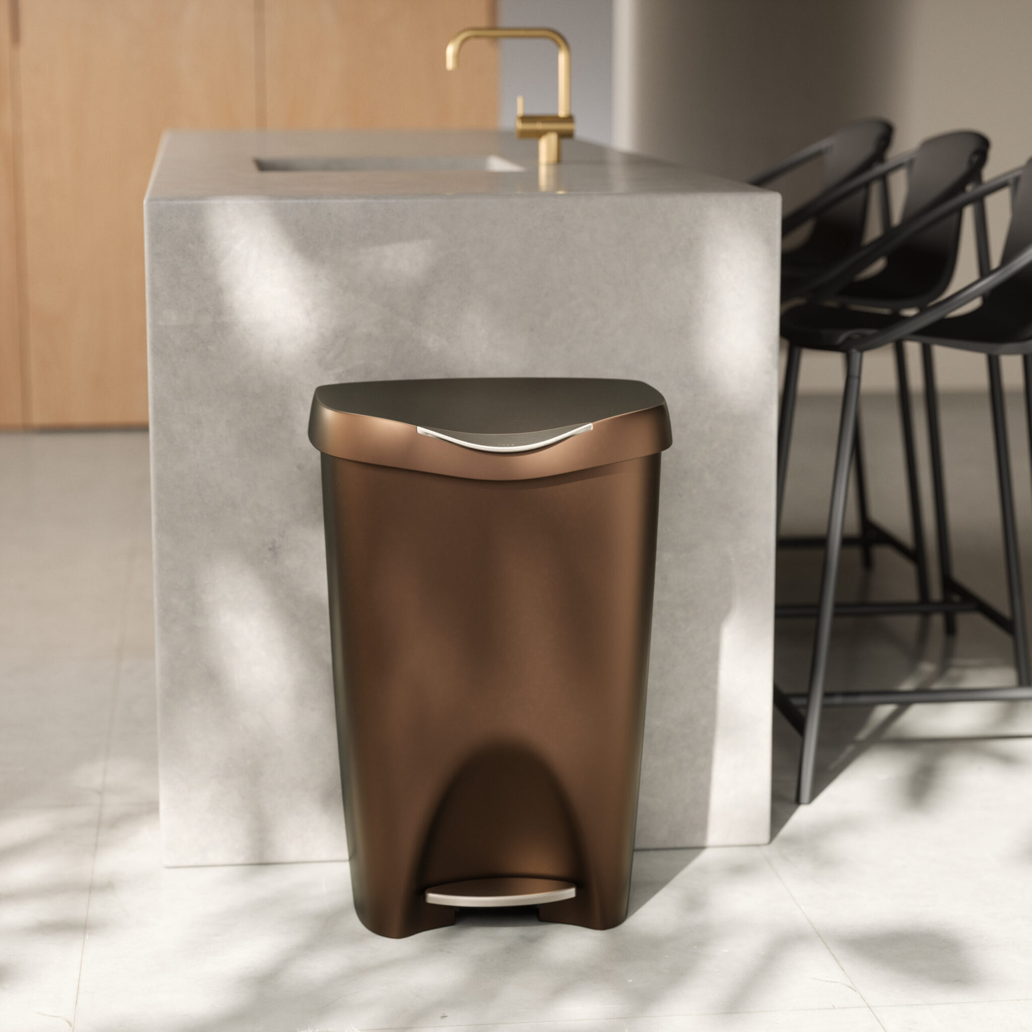 Umbra 084200-125 50 L Brim Trash Can with Lid - Bronze - Preston Hardware