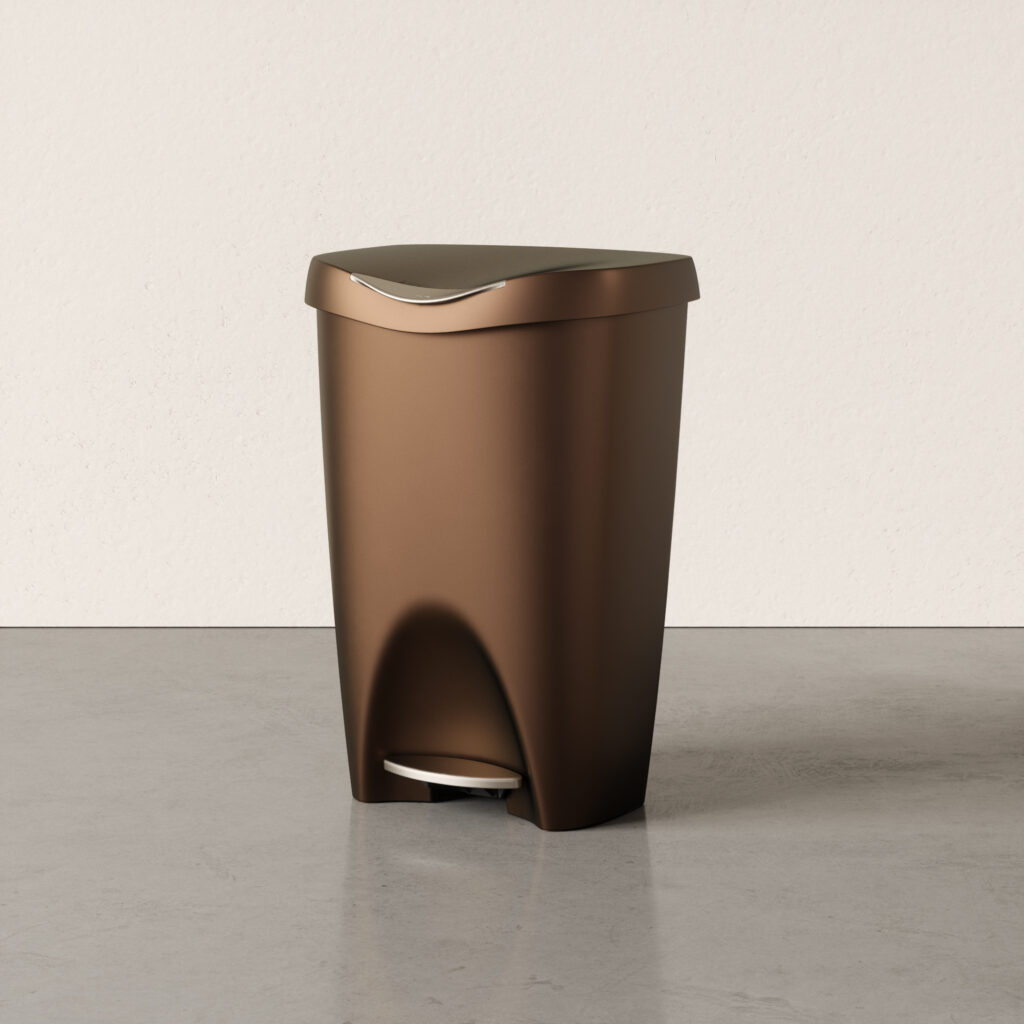 Umbra 084200-125 50 L Brim Trash Can with Lid - Bronze - Preston Hardware