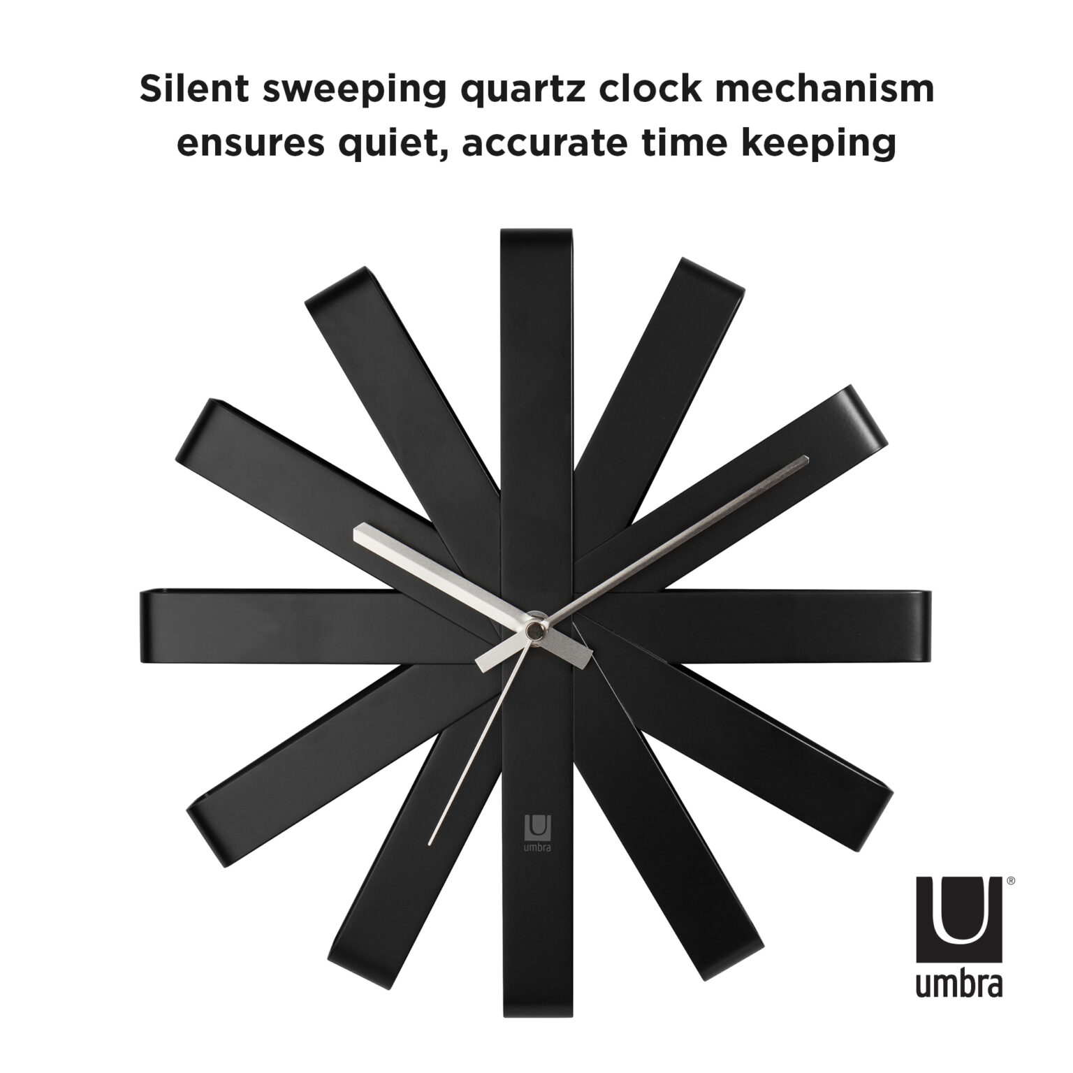 Umbra 118070-040 Ribbon Wall Clock - Black - Preston Hardware