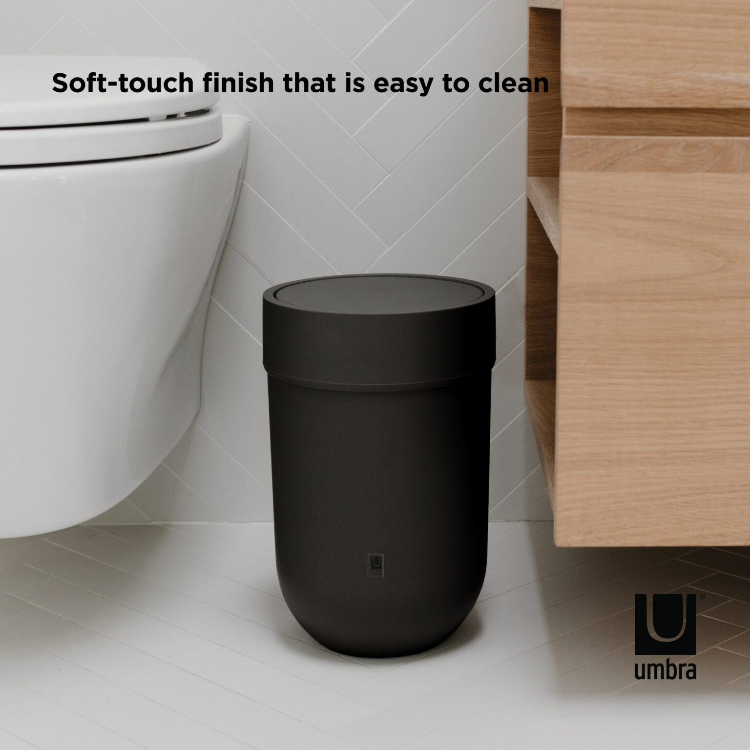 Umbra 023269-040 Touch Trash Can with Lid - Black - Preston Hardware