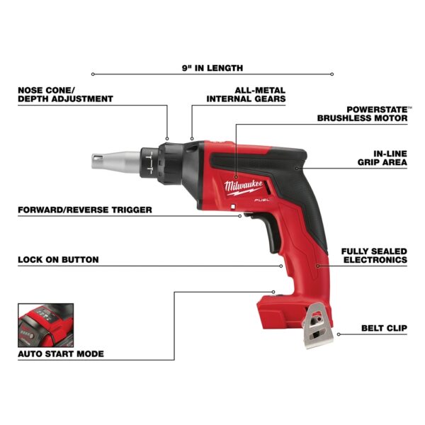 Milwaukee 2866-20 M18 Fuel Drywall Screw Gun - Tool Only - Preston Hardware