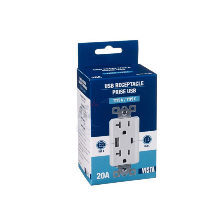5624 20A Tamper-Resistant Duplex Receptacle W/Usb-A & Usb-C - Preston ...