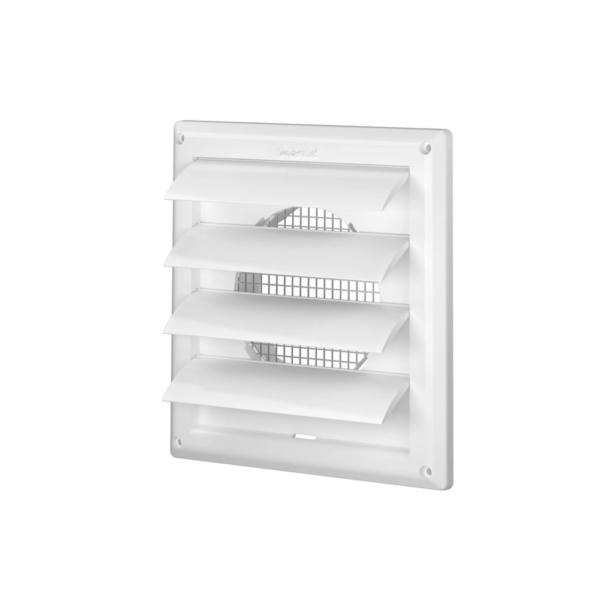 VT0864 6" Louvered Vent Cap with Screen - White - Preston Hardware
