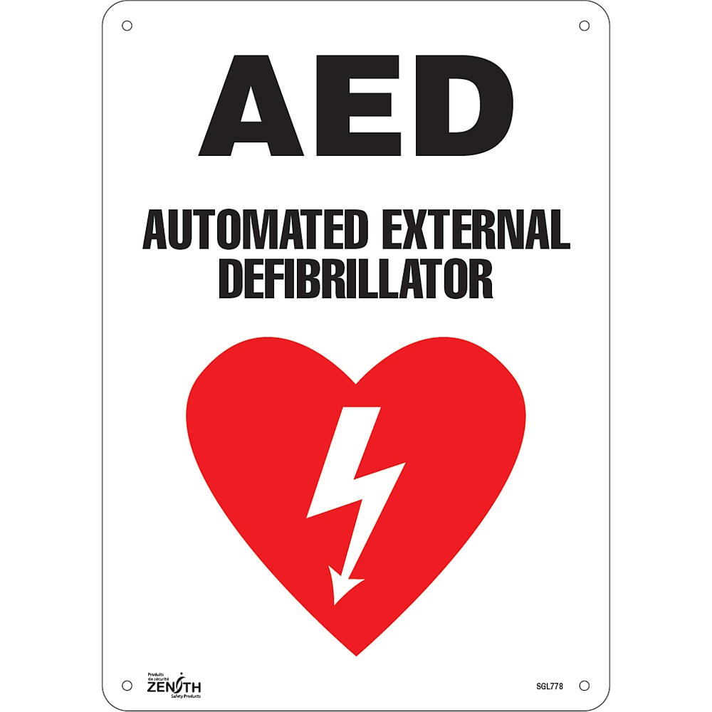 Zenith Safety Products SGL773 10" x 7" Vinyl "AED Automated External ...